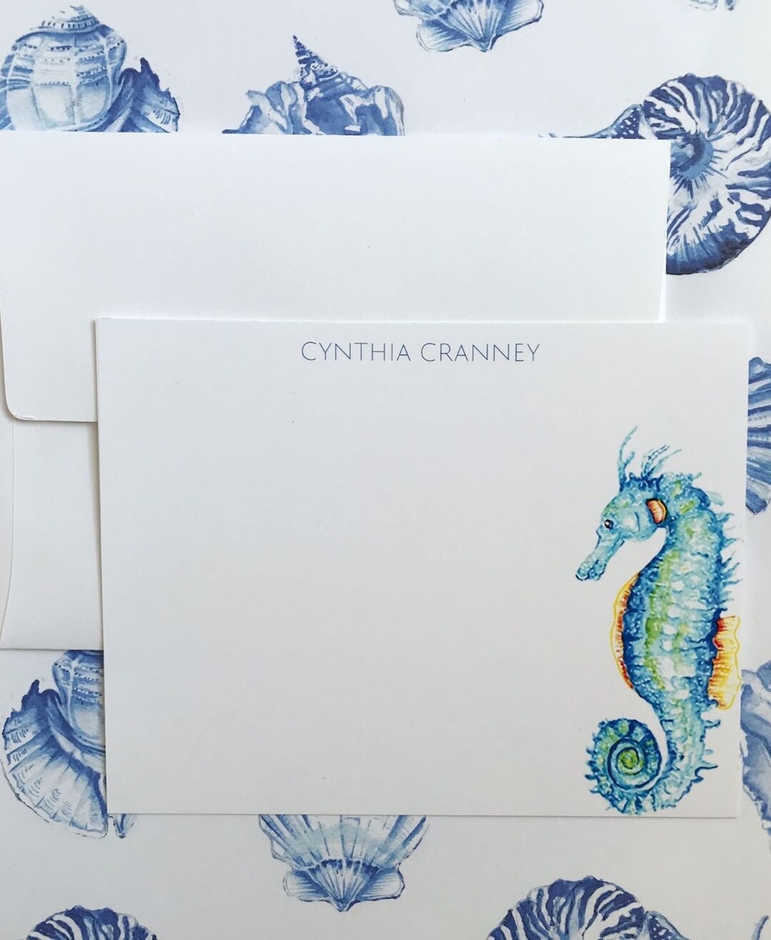 Personalized Stationery, Seahorse, Custom Gift for Her, Your Name, Note ...