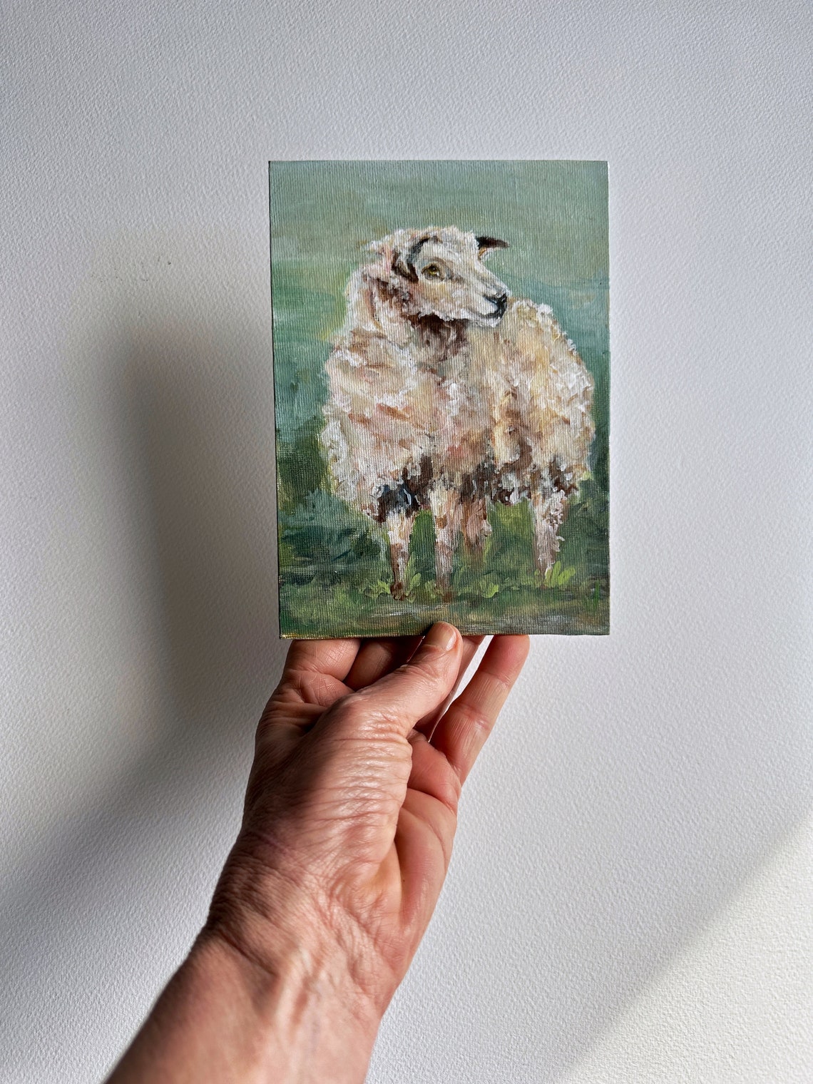 Sheep Print, Wooly Sheep Oil Painting Print, Ewe Oil Painting Giclee ...