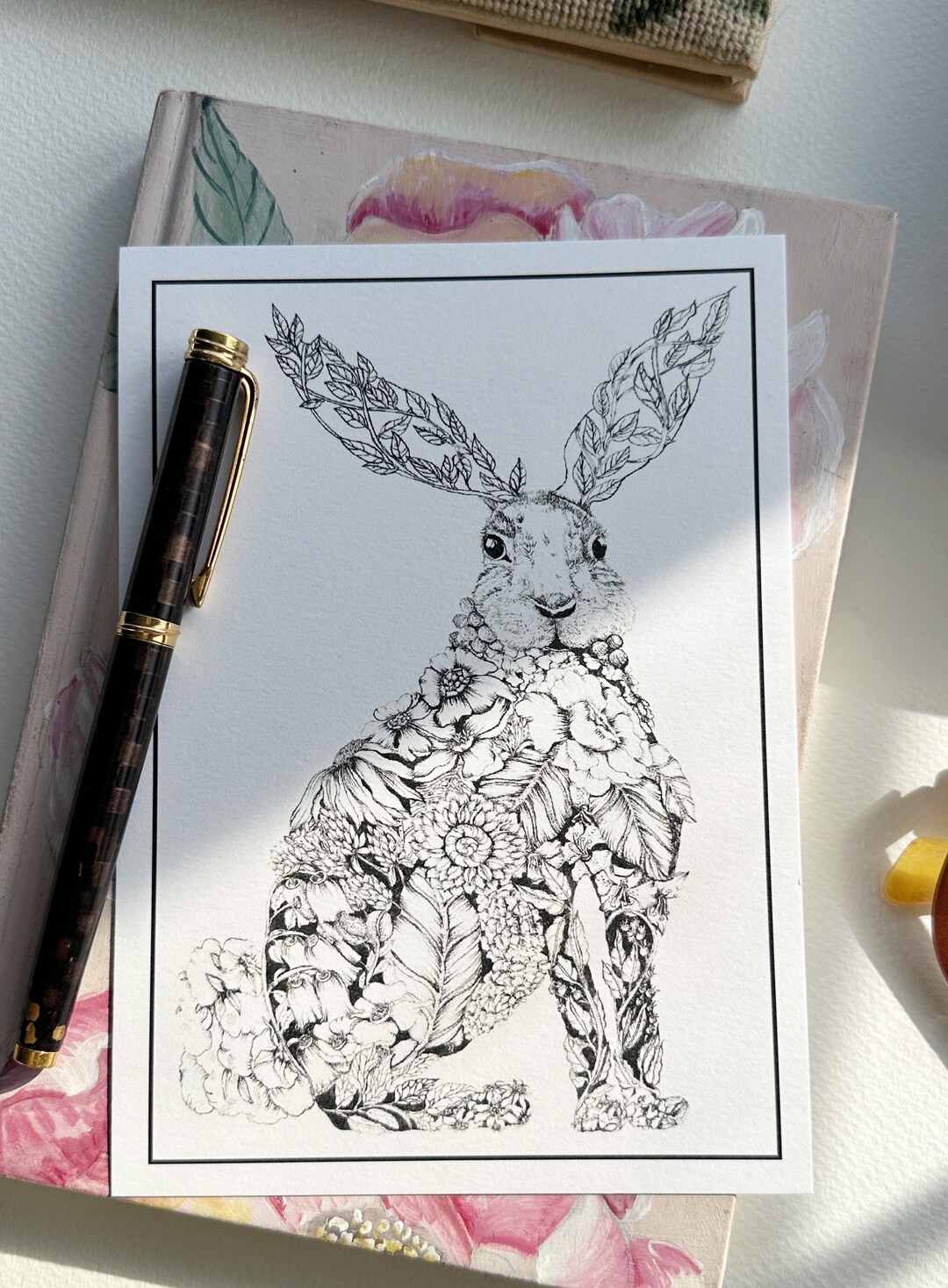 Personalized Stationery: Floral Rabbit Notecard Set - Etsy