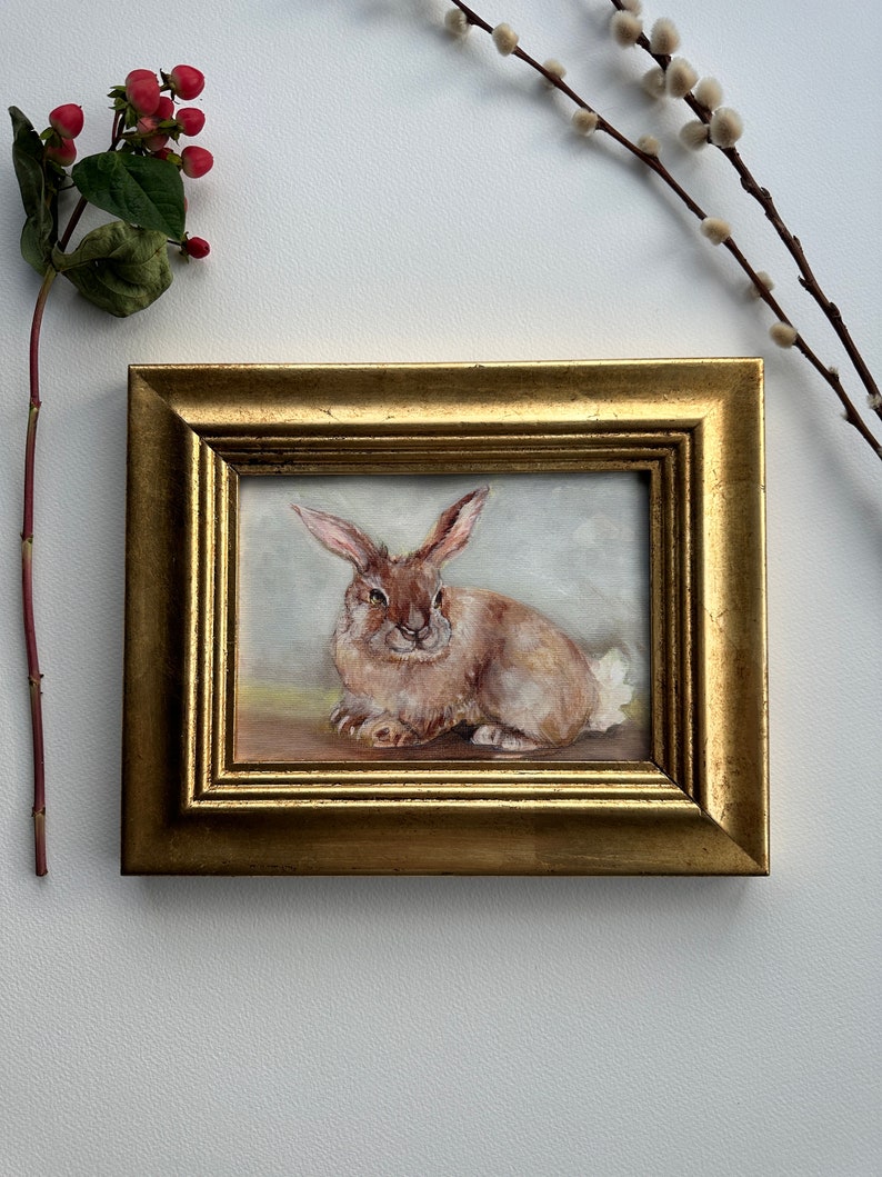 Bunny Rabbit Print, Bunny Oil Painting Print, Rabbit Oil Painting ...