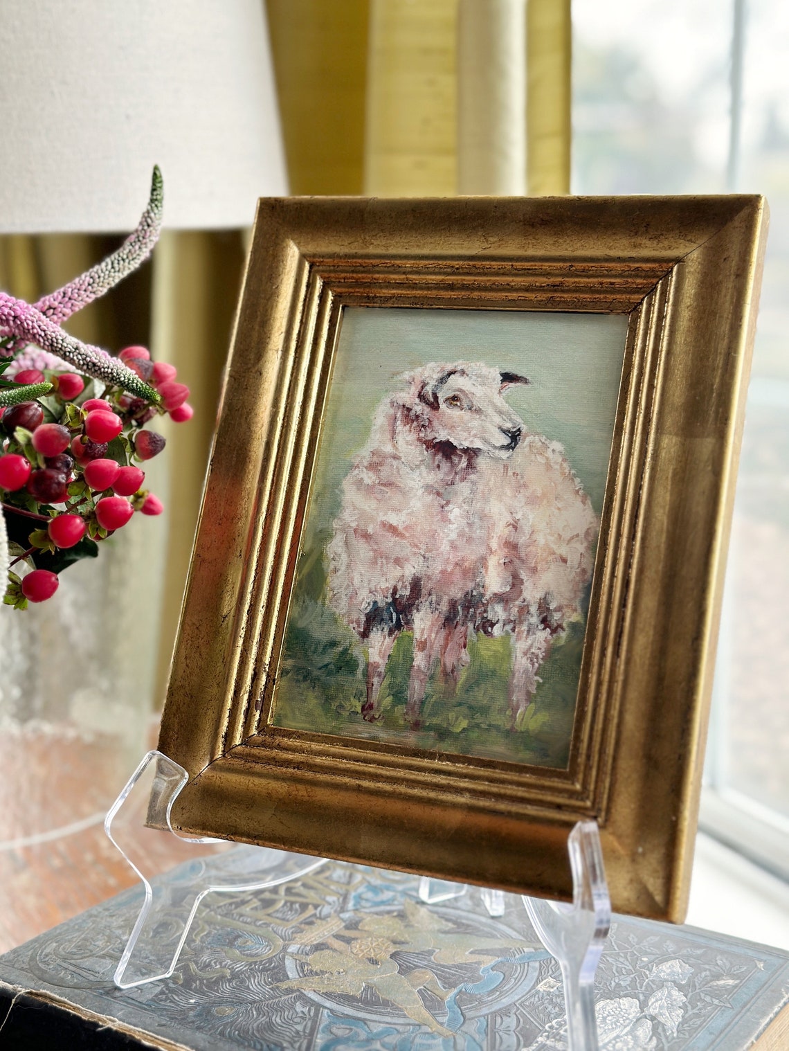 Sheep Print, Wooly Sheep Oil Painting Print, Ewe Oil Painting Giclee ...