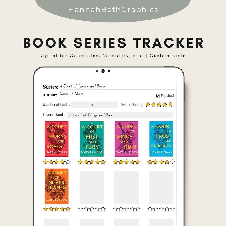 Digital Book Series Tracker | for Goodnotes, Notability, Etc. - Etsy