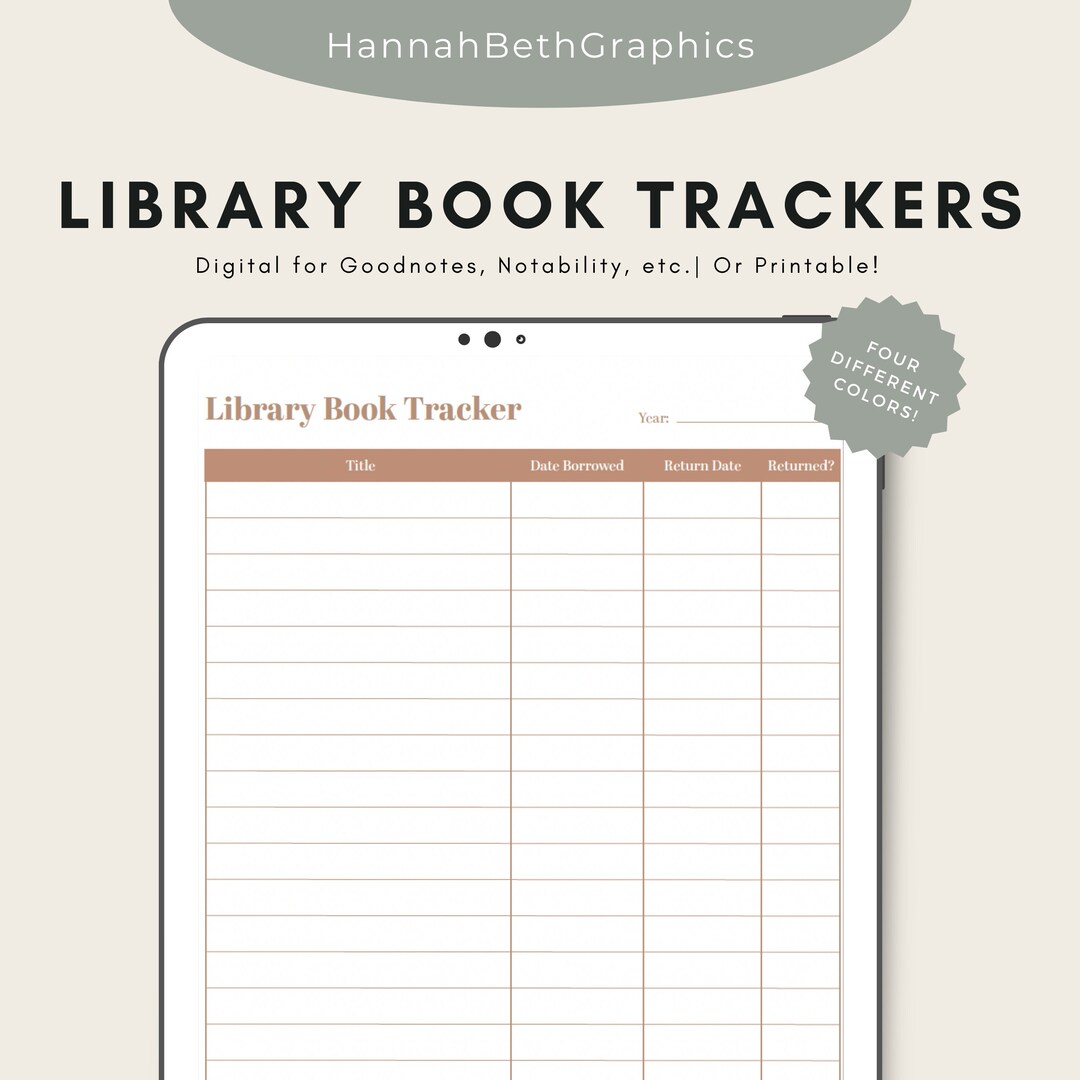 Library Book Trackers | FOUR COLORS - Etsy
