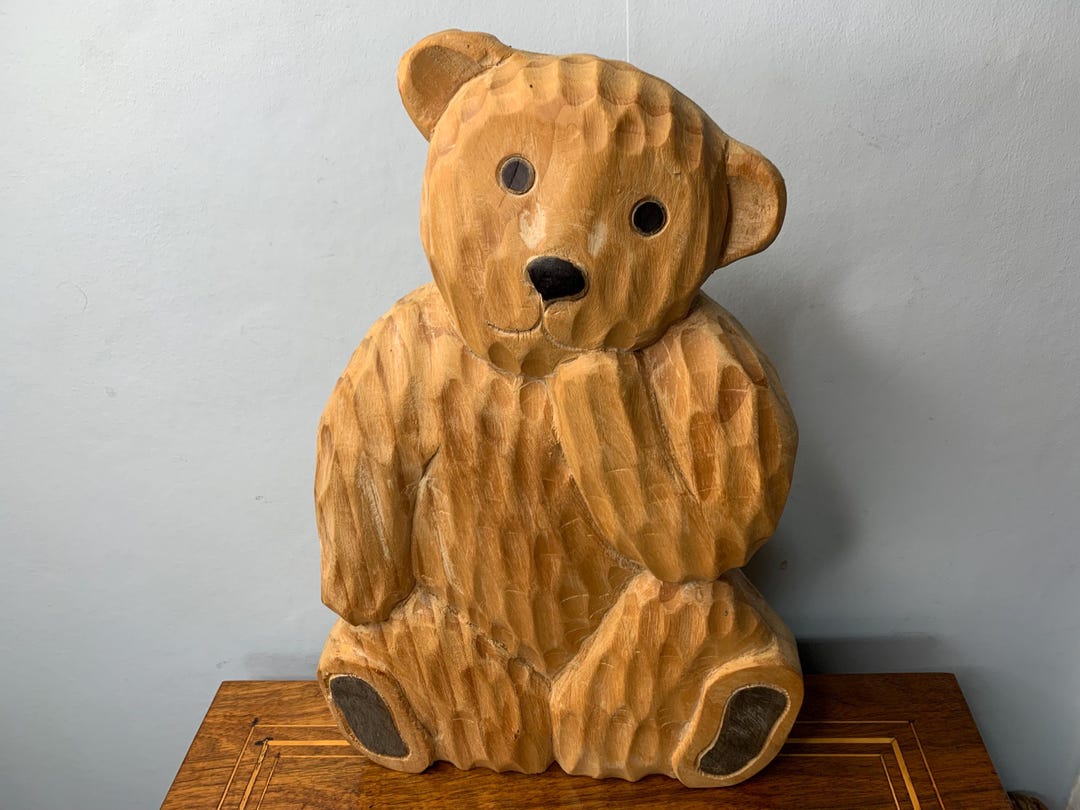 Vintage Large Hand Carved Wooden Bear Wall Hanging - Etsy