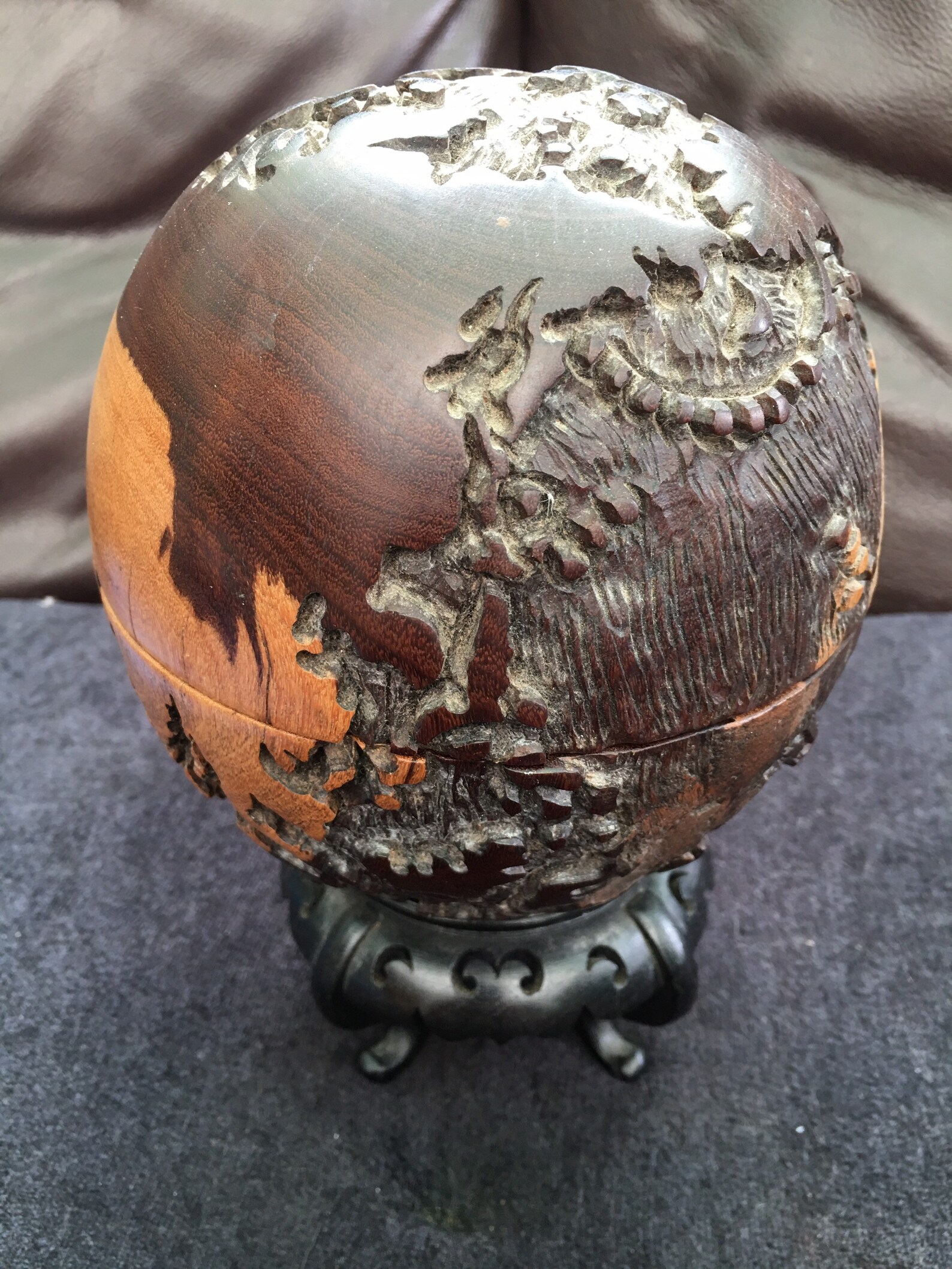 Vintage Hand Turned Burr Globe of the Earth With Ebony Stand - Etsy UK