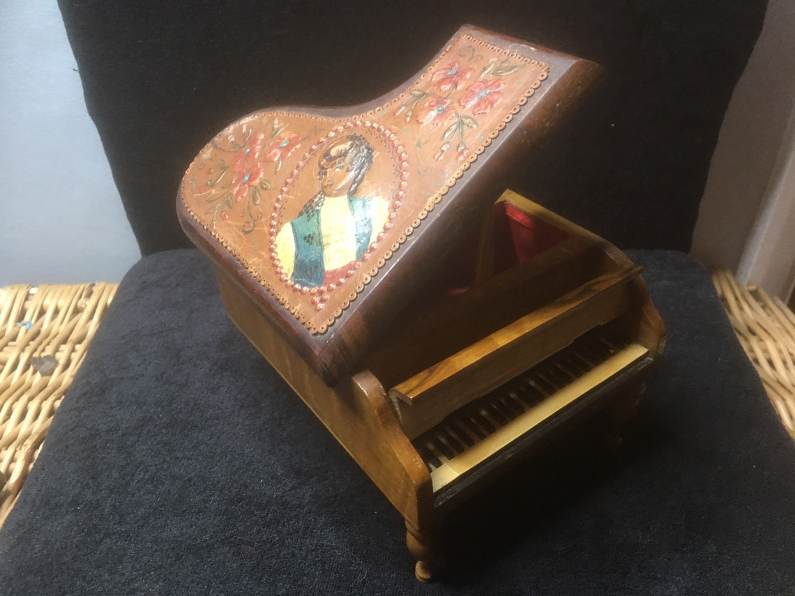 Rare Vintage Grand Piano Lador Olive Wood Music Box With - Etsy
