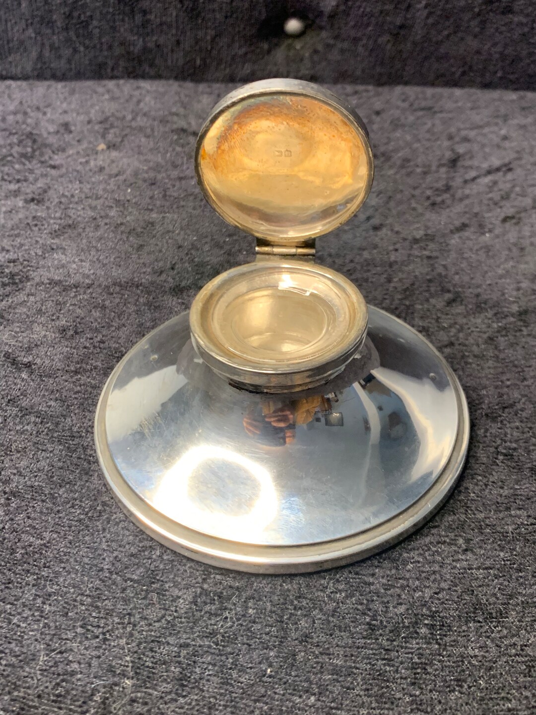 Antique William Aiken 1912 Solid Silver Capstan Ink With Glass Inkwell ...