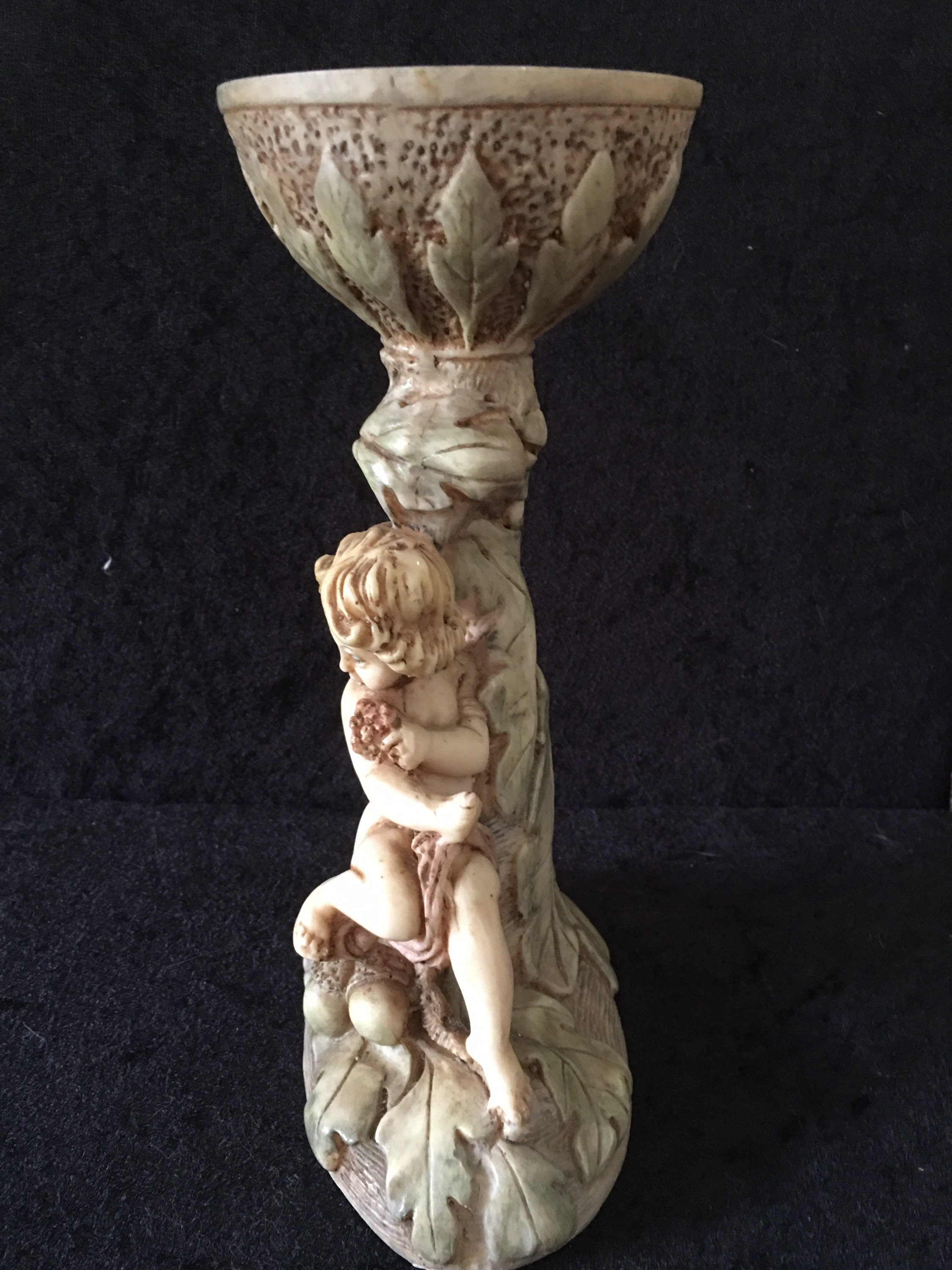 Rare Antique Italian Alabaster Cherub Floral Flower Arrangement Stand ...