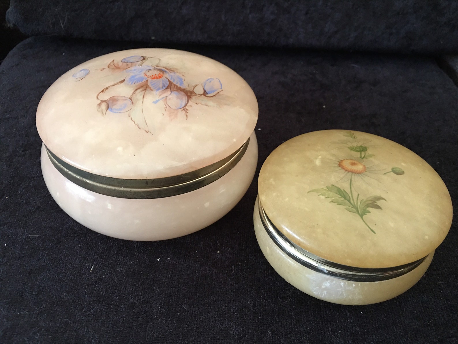 Vintage 1950s Alabaster Ladies Dressing Table Pots - Etsy UK