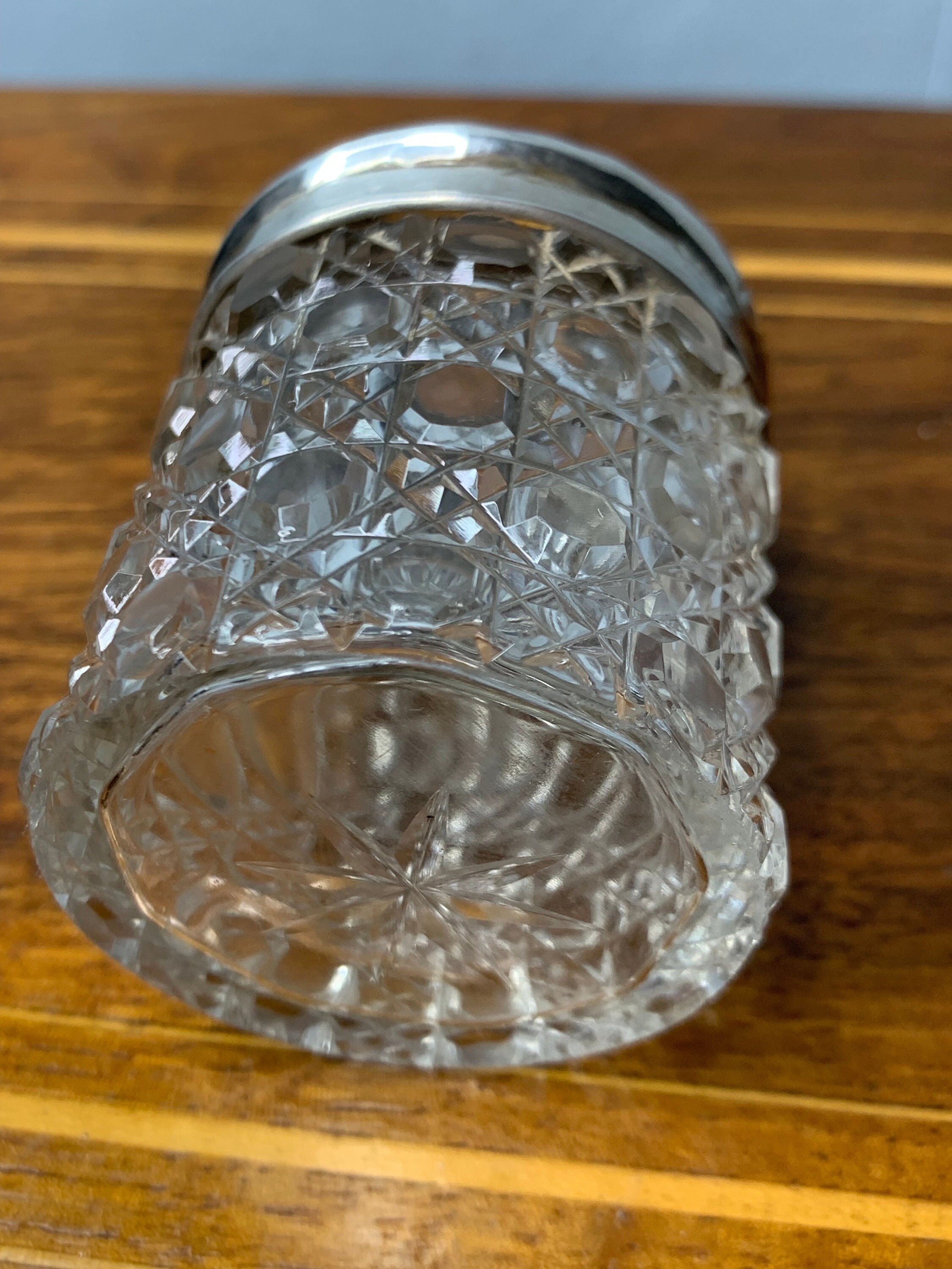 Antique Hobnail Glass Sterling Silver Lid Vanity Table Bottle Cotton ...