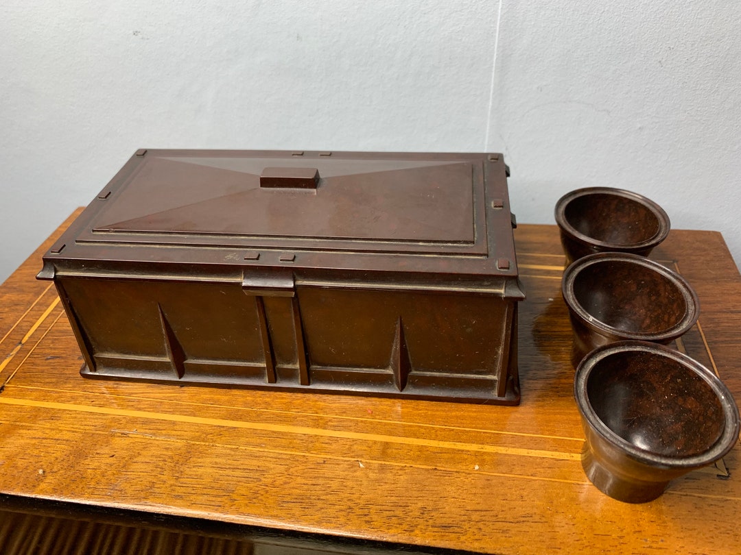 Antique Bakelite Cigarette Box and Egg Cups / Shot Cups - Etsy
