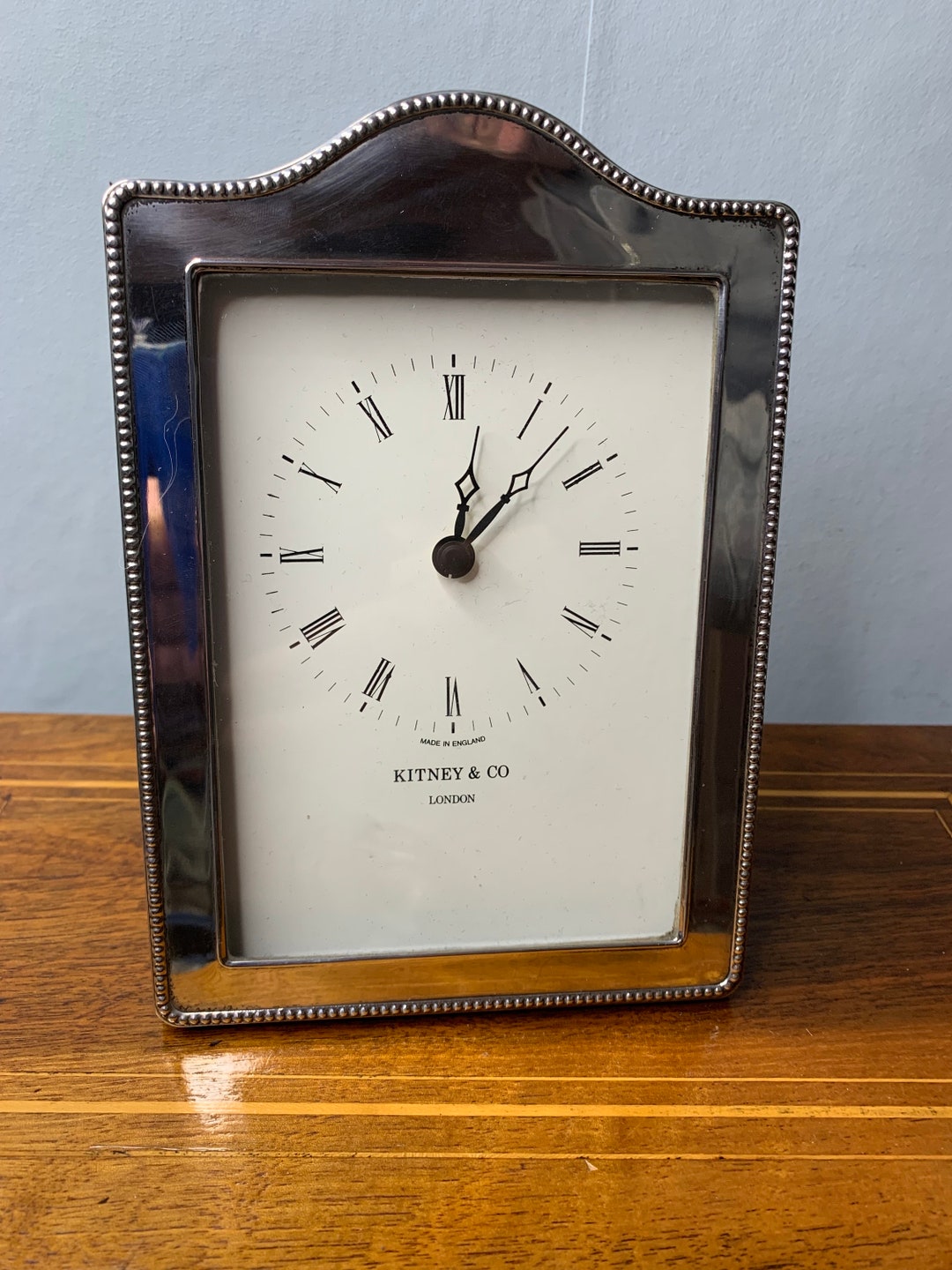 Vintage Large Sterling Silver Bedside / Frame Quartz Clock by Kitney ...