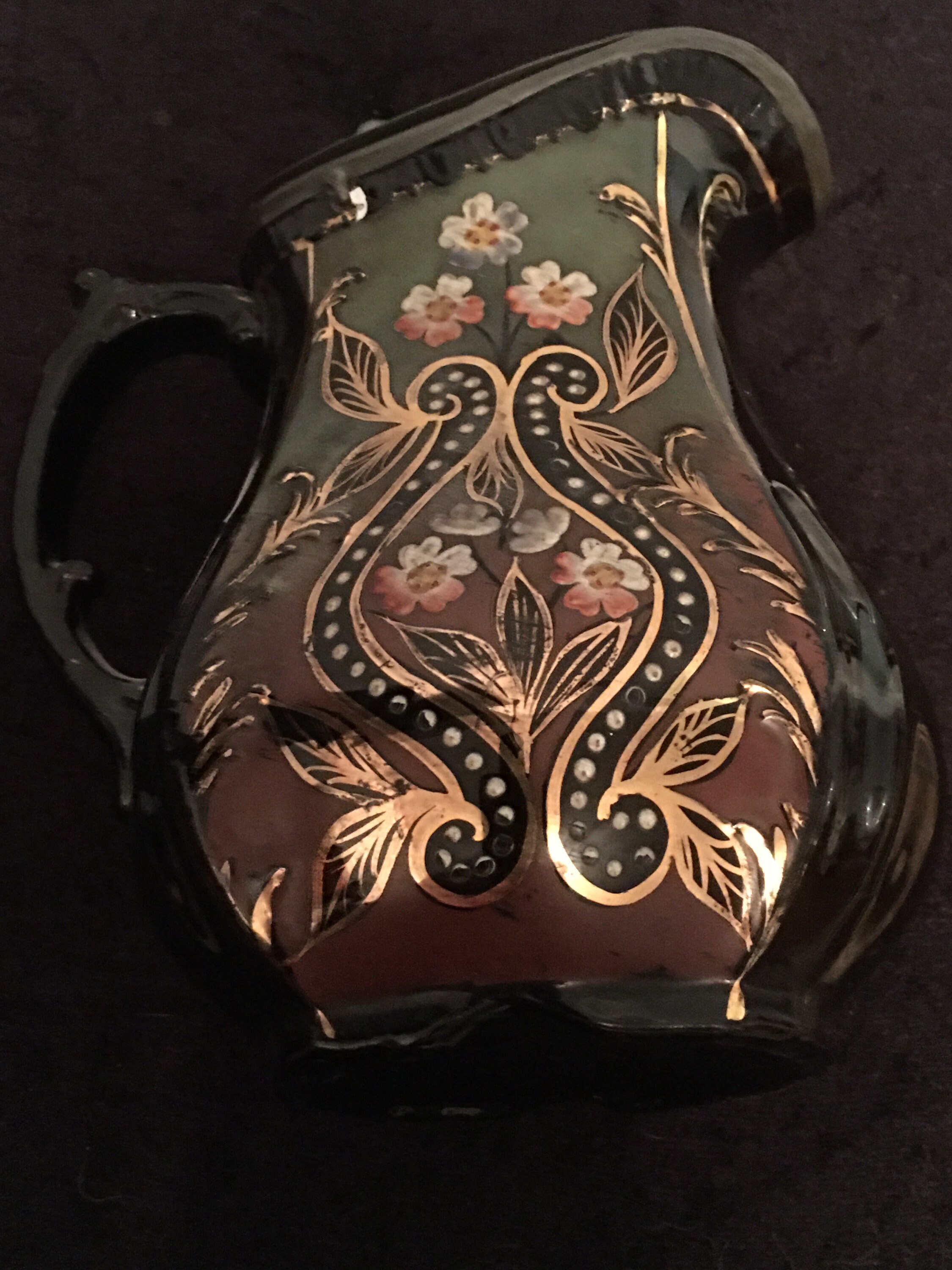 Antique Earthenware Copper Lusterware Jug With Flower - Etsy UK