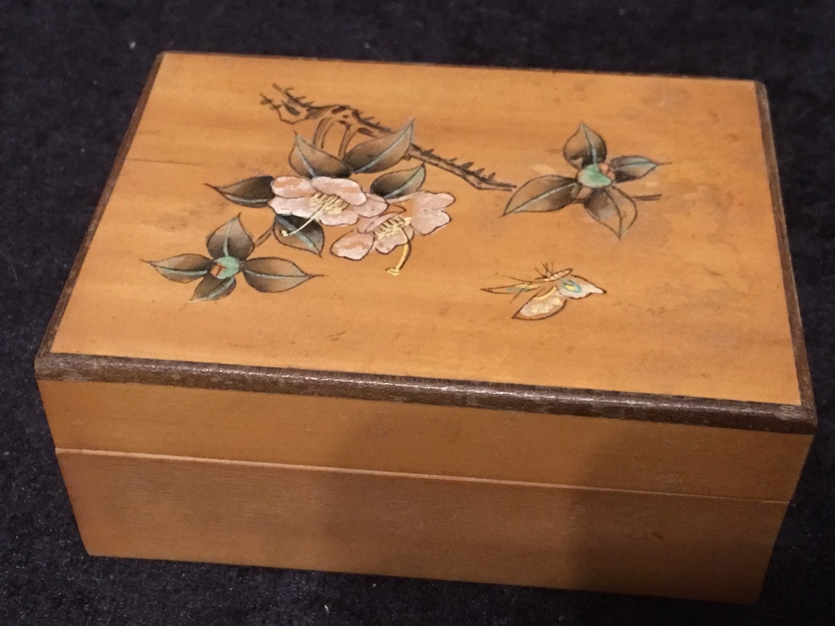 A Lovely Vintage Mauchline Ware Style Wooden Box. Blonde Wood With a ...