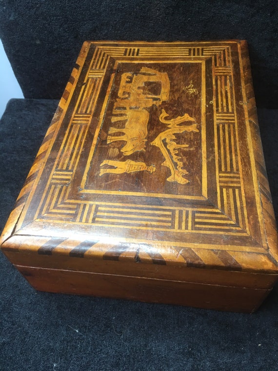 Antique Rare Genuine Madeira inlaid wooden box - Gem