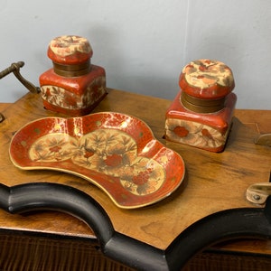 Very Rare and Early Antique Porcelain Inkwells Dish and Stand by Carl ...