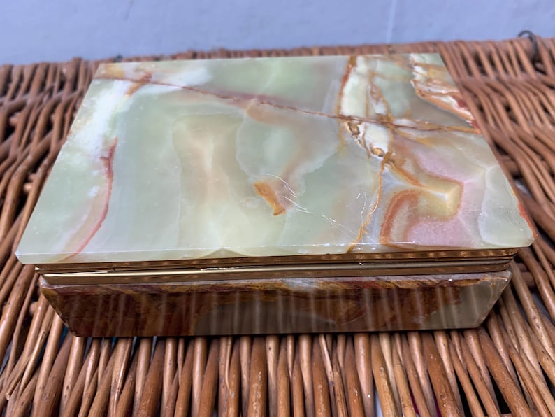 Vintage Onyx Cigarette Box / Jewellery Box Chipped - Etsy
