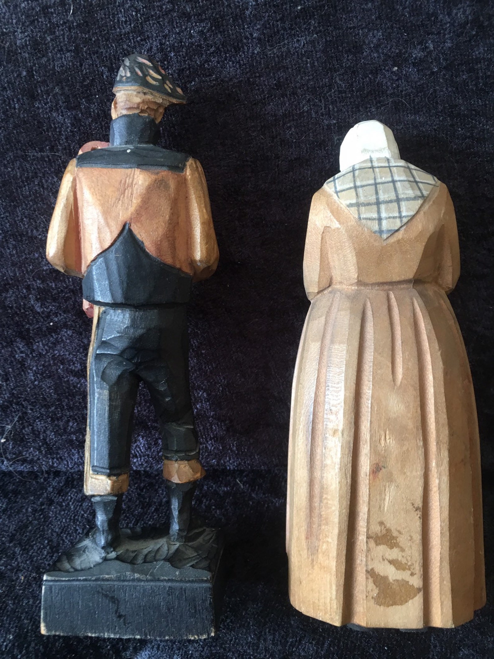 Vintage Handcarved Carved and Painted Wooden Figures a Gaiteiro and a ...