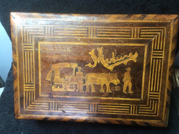 Antique Rare Genuine Madeira inlaid wooden box - Gem
