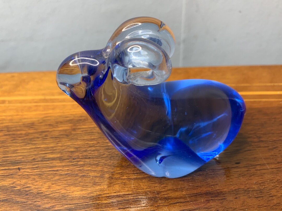 Vintage Hand Blowen Blue Glass Rabbit - Etsy