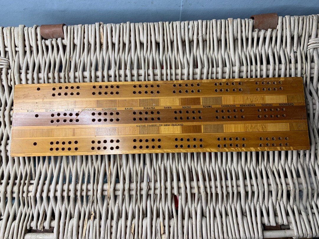 Vintage Wood Inlaid Cribbage Board With Native Trees of New Zealand - Etsy