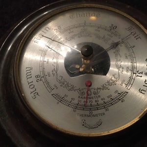 Rare Vintage Cornish Serpentine Aneroid Barometer / Thermometer Made by ...