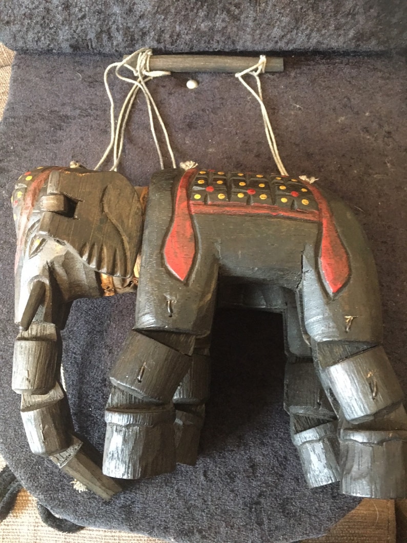 Vintage Hand Carved Elephant Jointed Puppet/toy - Etsy