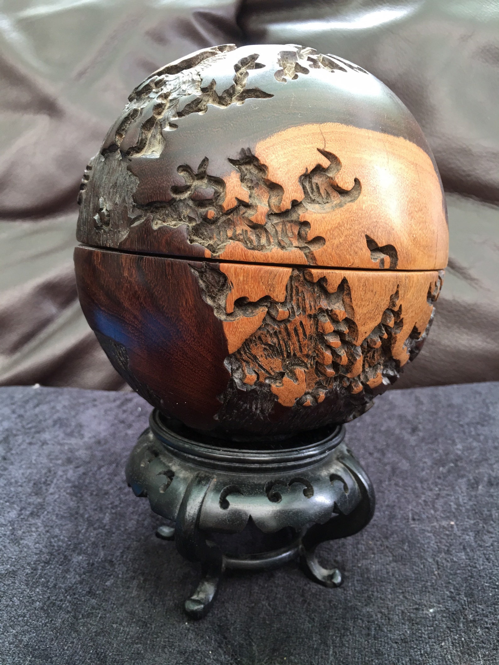 Vintage Hand Turned Burr Globe of the Earth With Ebony Stand - Etsy UK
