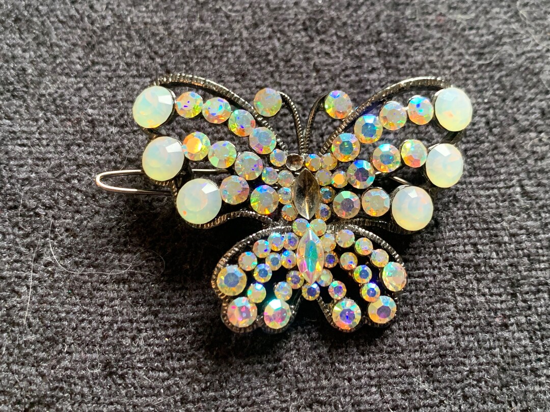 Vintage Butler and Wilson Butterfly Aurora Aborealis Hair Grip / Slide ...