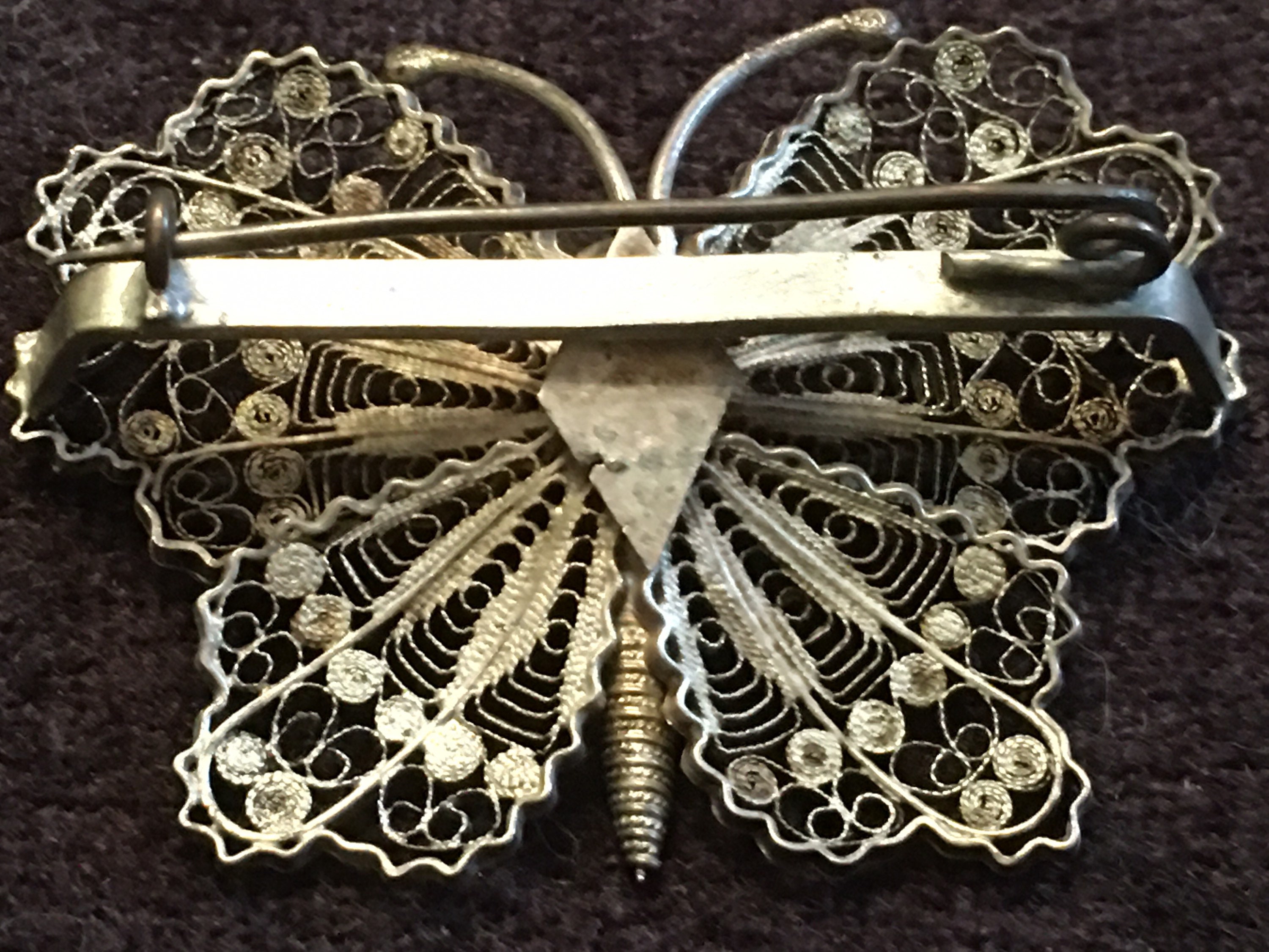Rare Exceptional Small Silver Wire Butterfly Broach With Filagree Work ...