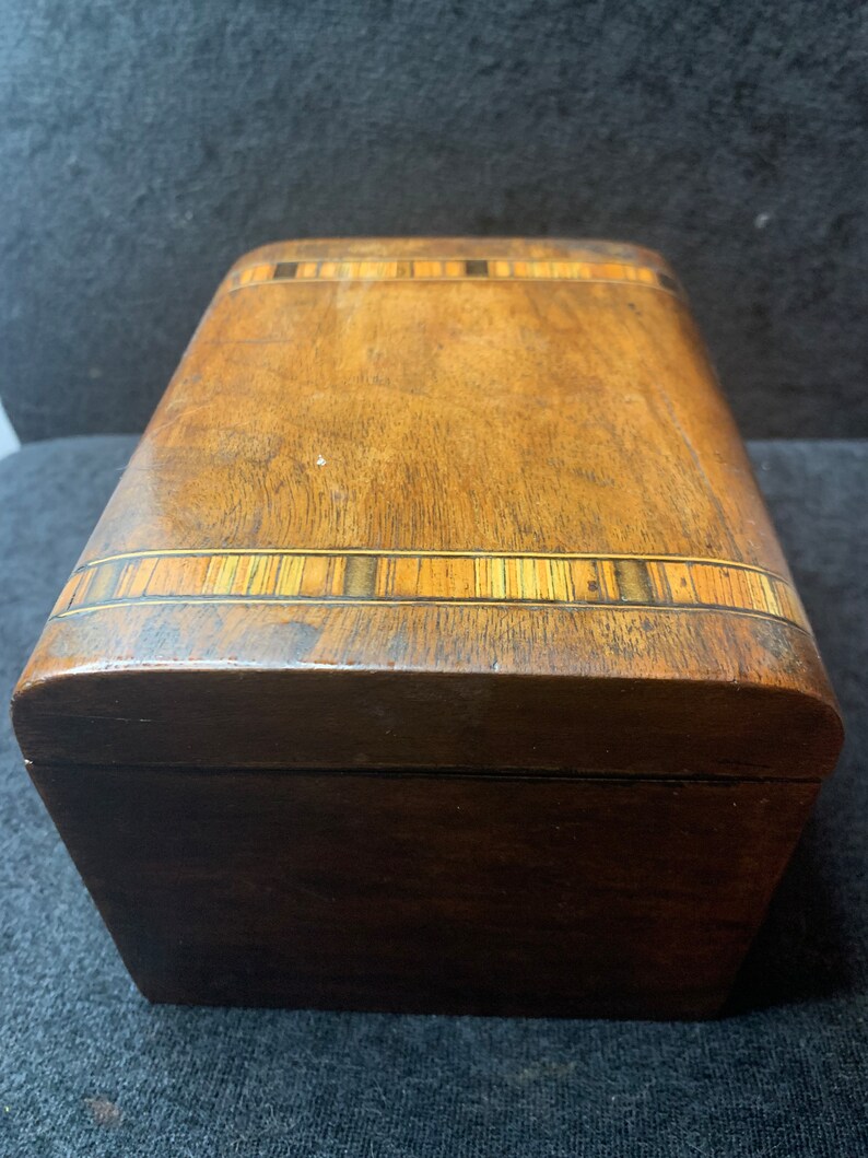 Stunning Antique Solid Wood Tea Caddy With Inlaid Banding - Etsy