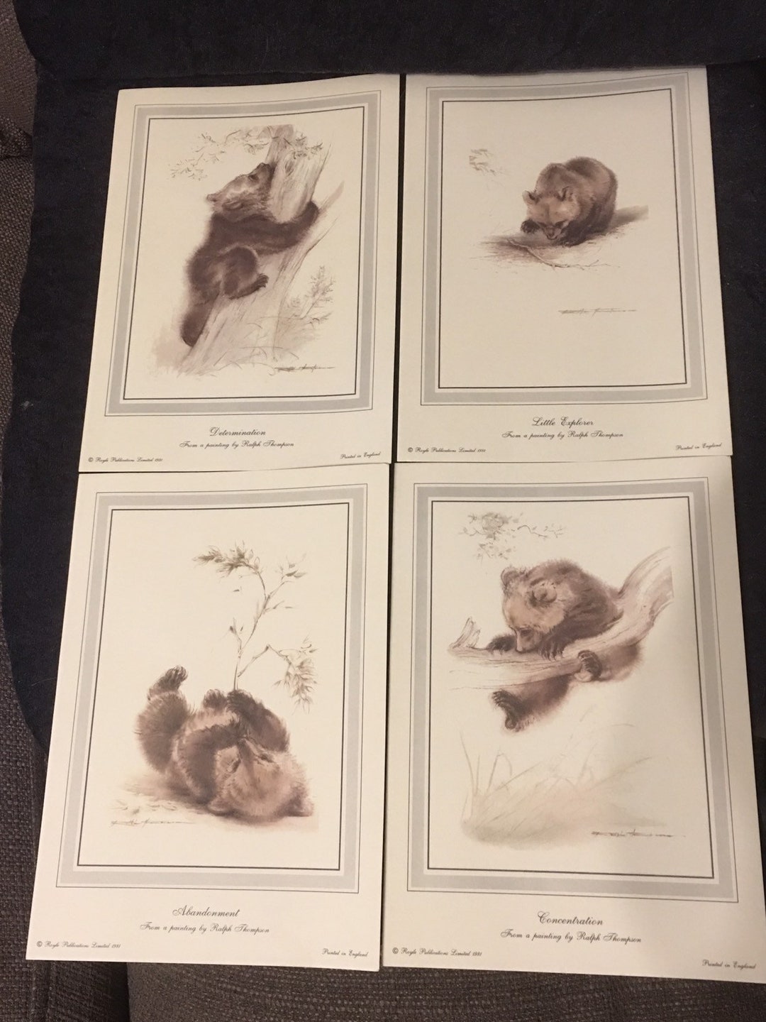 Rare Vintage Set of 4 X Bear Prints by Ralph Thompson by Royal ...