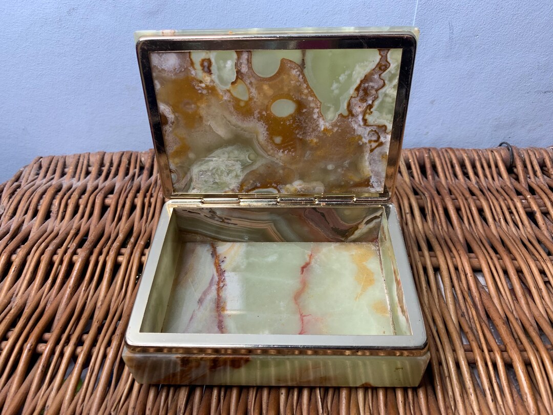 Vintage Onyx Cigarette Box / Jewellery Box Chipped - Etsy