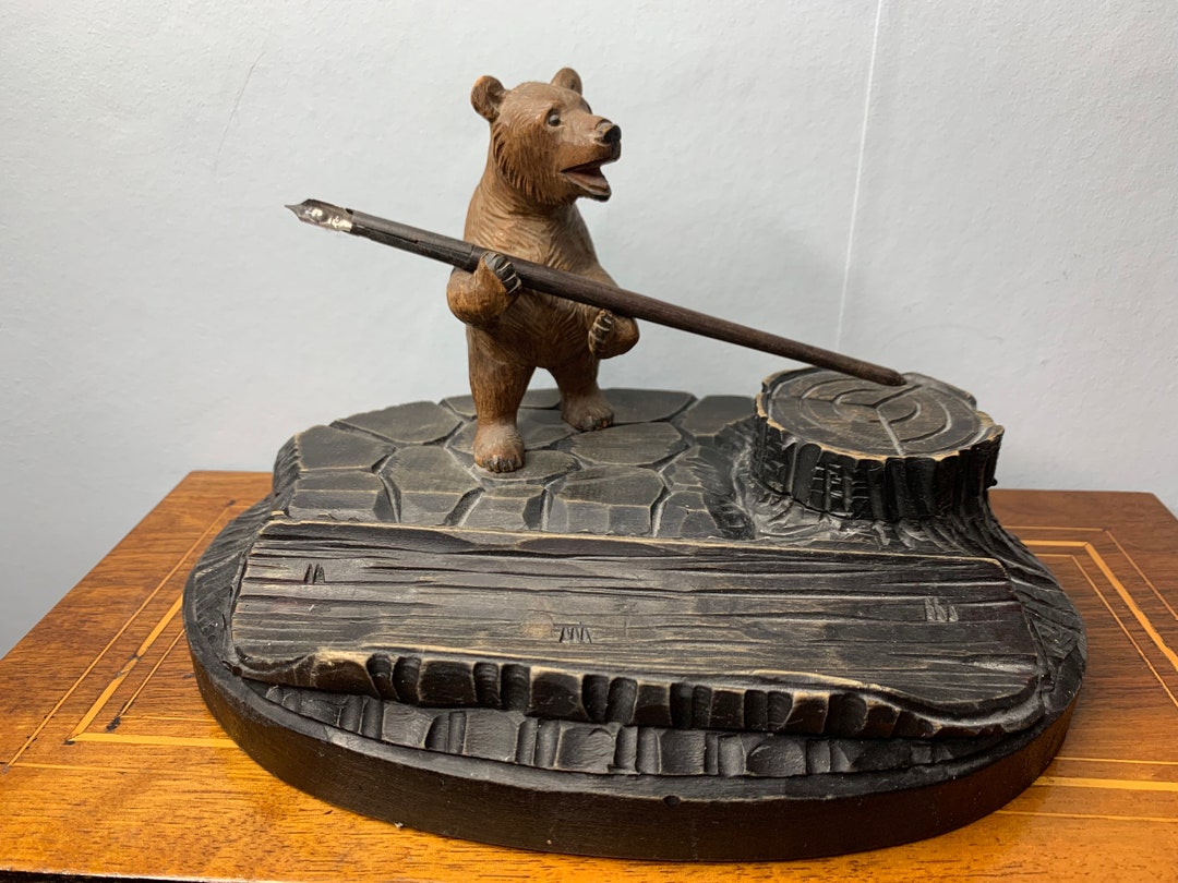 Antique Black Forest Bear Inkstand and Inkwell With Dip Pen - Etsy