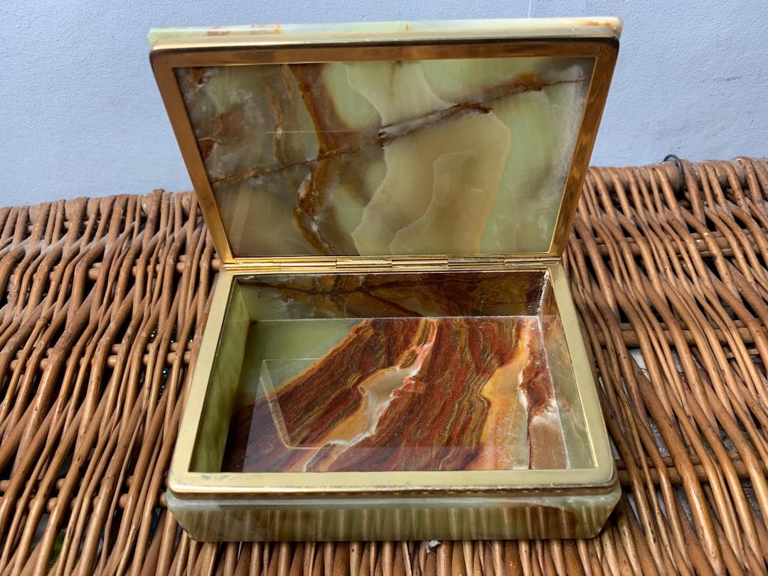 Vintage Onyx Cigarette Box / Jewellery Box Chipped - Etsy