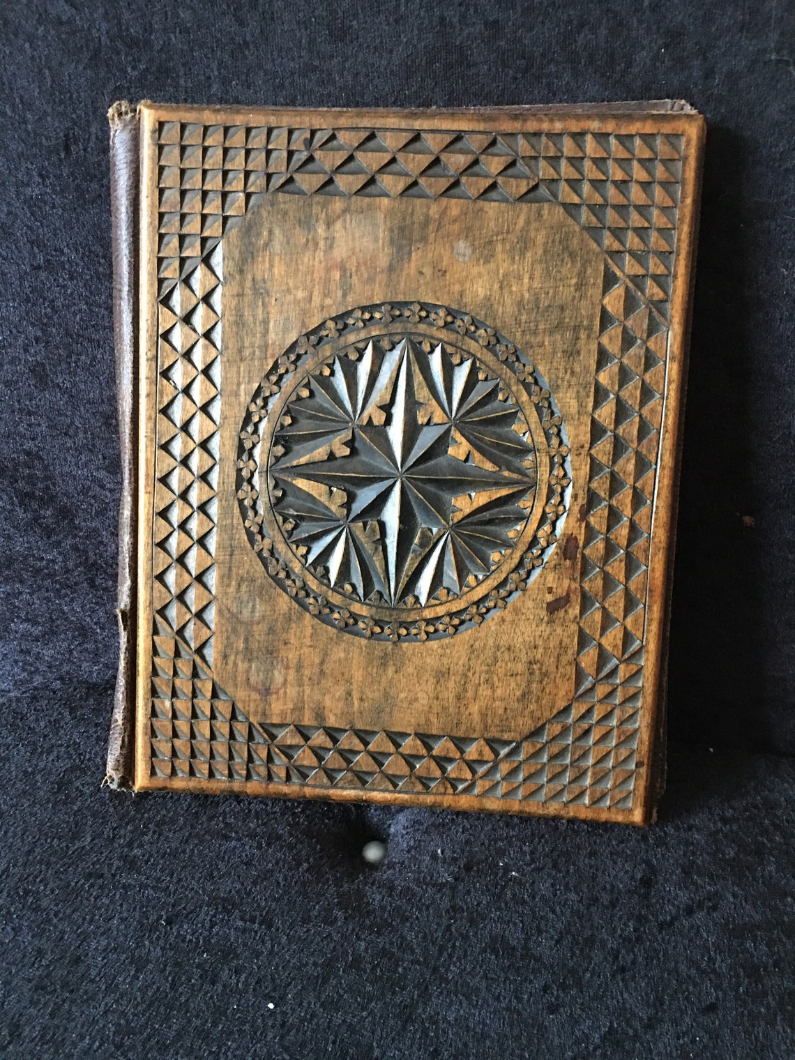 Antique Oak 1800s Black Forest Hand Carved Wooden Book Cover / Blotter ...