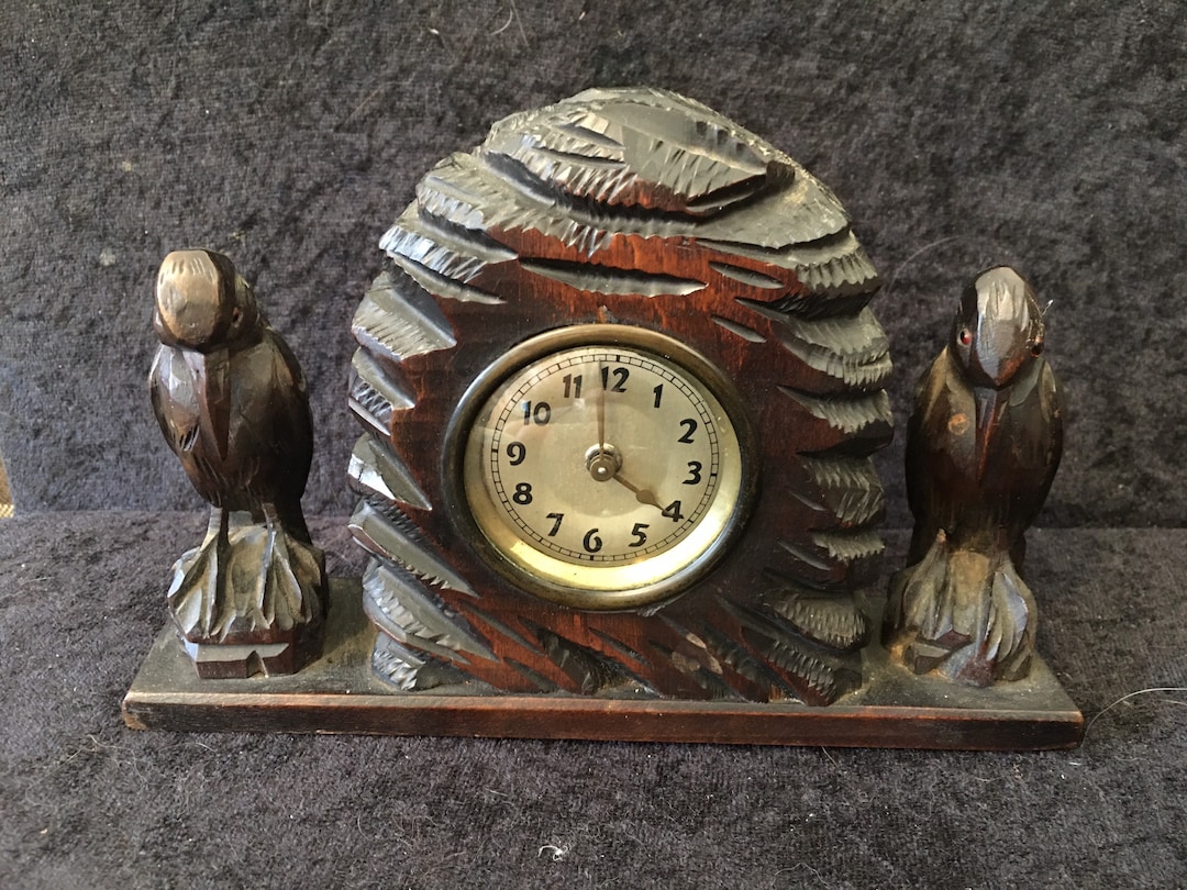 Antique Black Forest Hand Carved Wind up Clock - Etsy