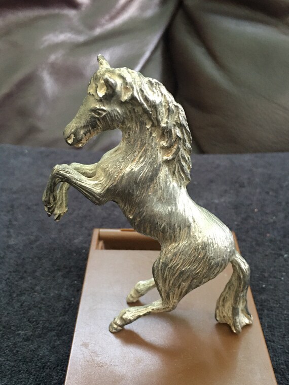 Collectibles Art & Collectibles Vintage Pewter Rampant Stallion figure ...
