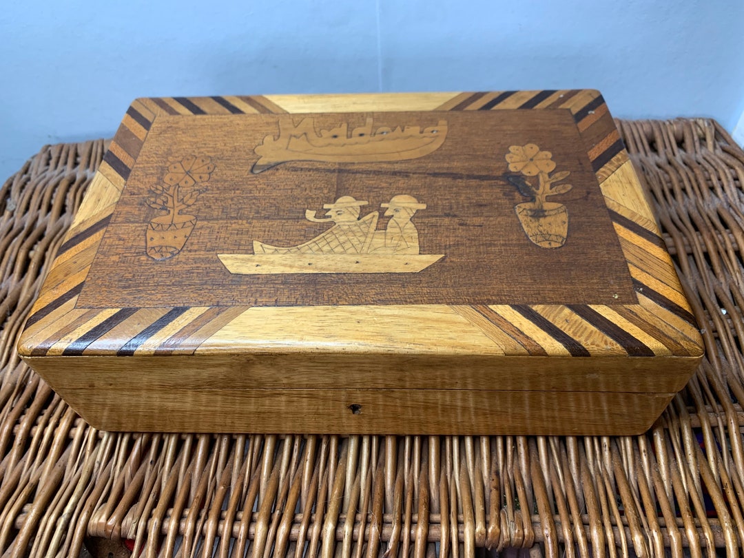 Antique Rare Genuine Madeira Inlaid Wooden Box - Etsy