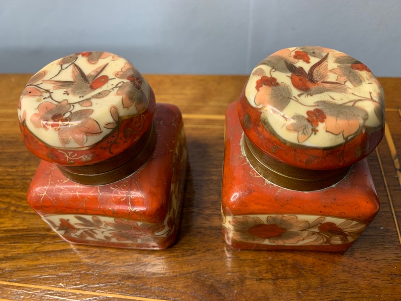 Very Rare and Early Antique Porcelain Inkwells Dish and Stand by Carl ...