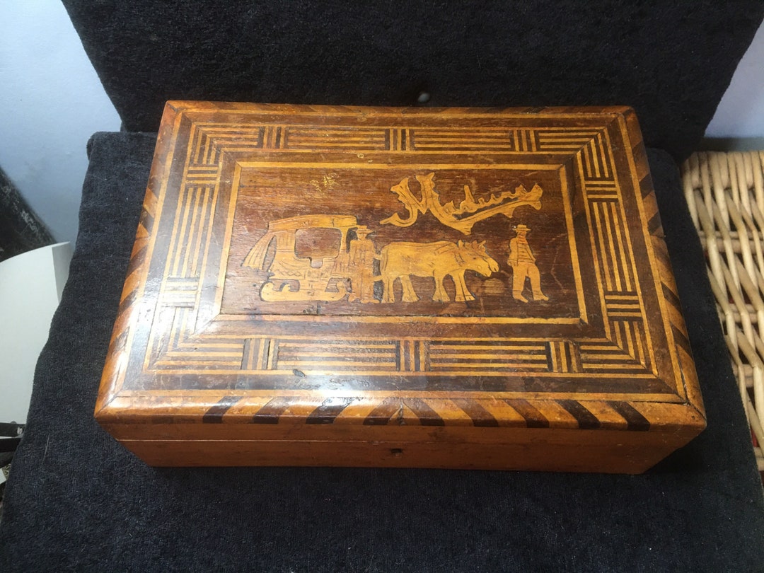Antique Rare Genuine Madeira Inlaid Wooden Box - Etsy