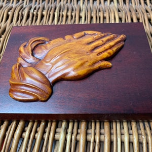Vintage Mahogany Praying Hands Wall Plaque - Etsy