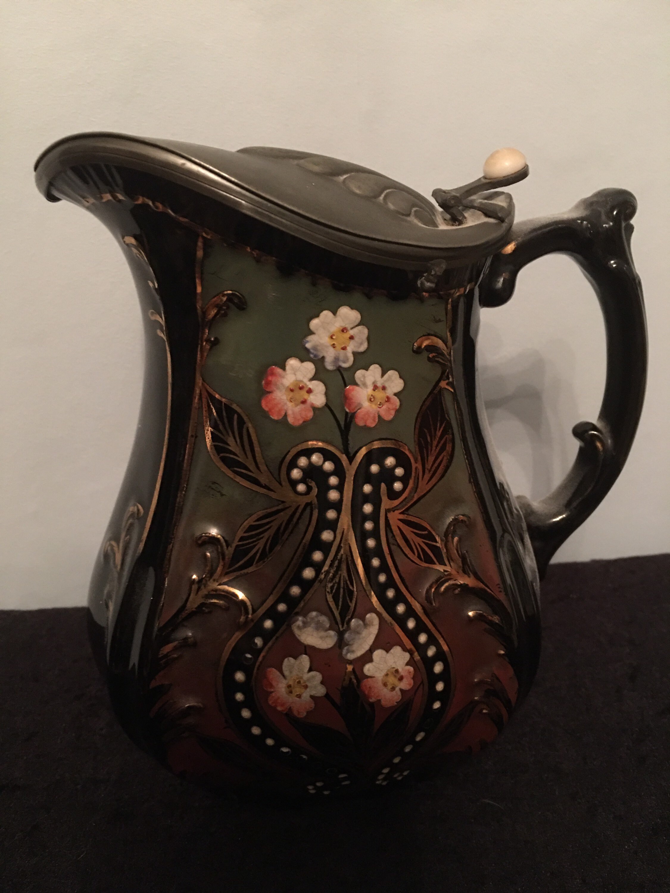 Antique Earthenware Copper Lusterware Jug With Flower - Etsy UK