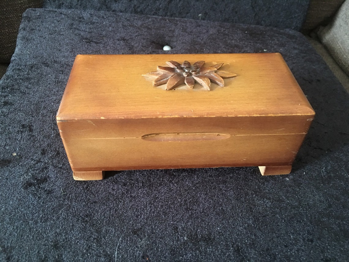 Vintage Black Forest Music Box With Edelweiss Carved Wooden - Etsy UK