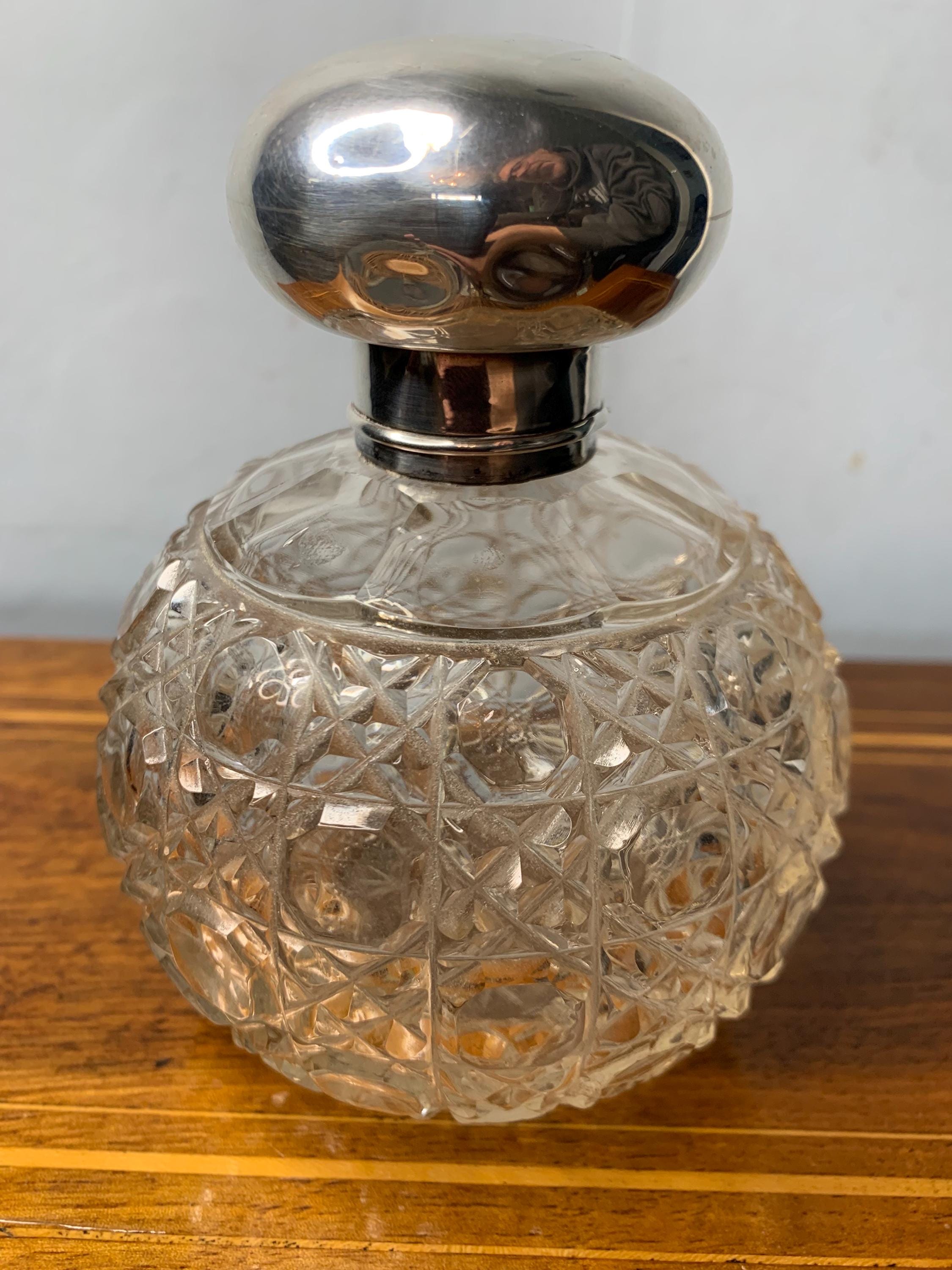 Antique Chester Large Rare J & R Griffin Hobnail Cut Glass Sterling ...