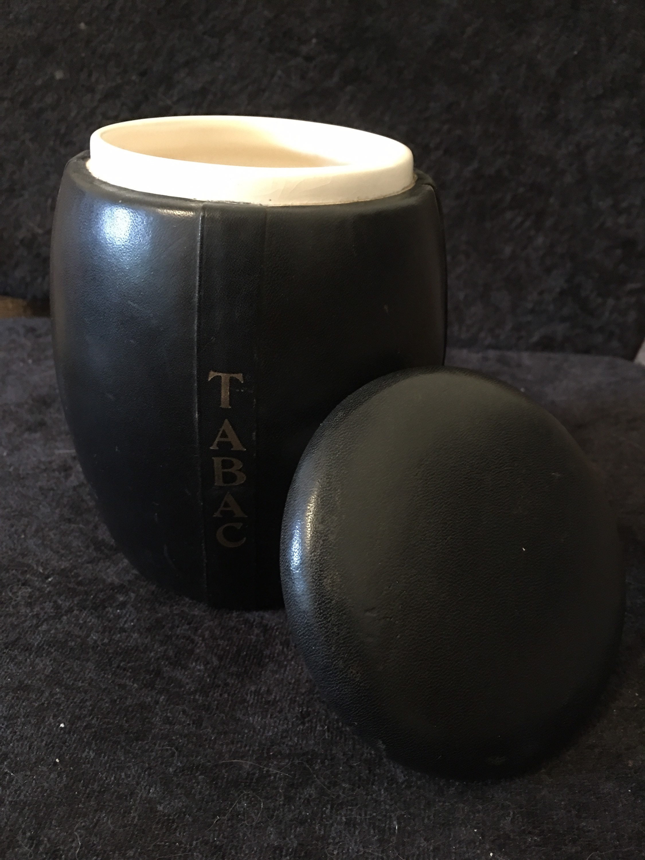 Vintage Tabac Tobacco Jar and lid made with real hide leather | Etsy