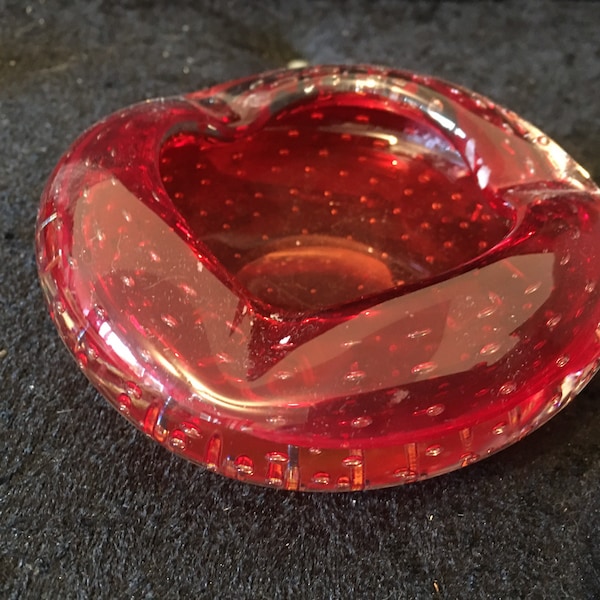 Red Glass Ashtray - Etsy