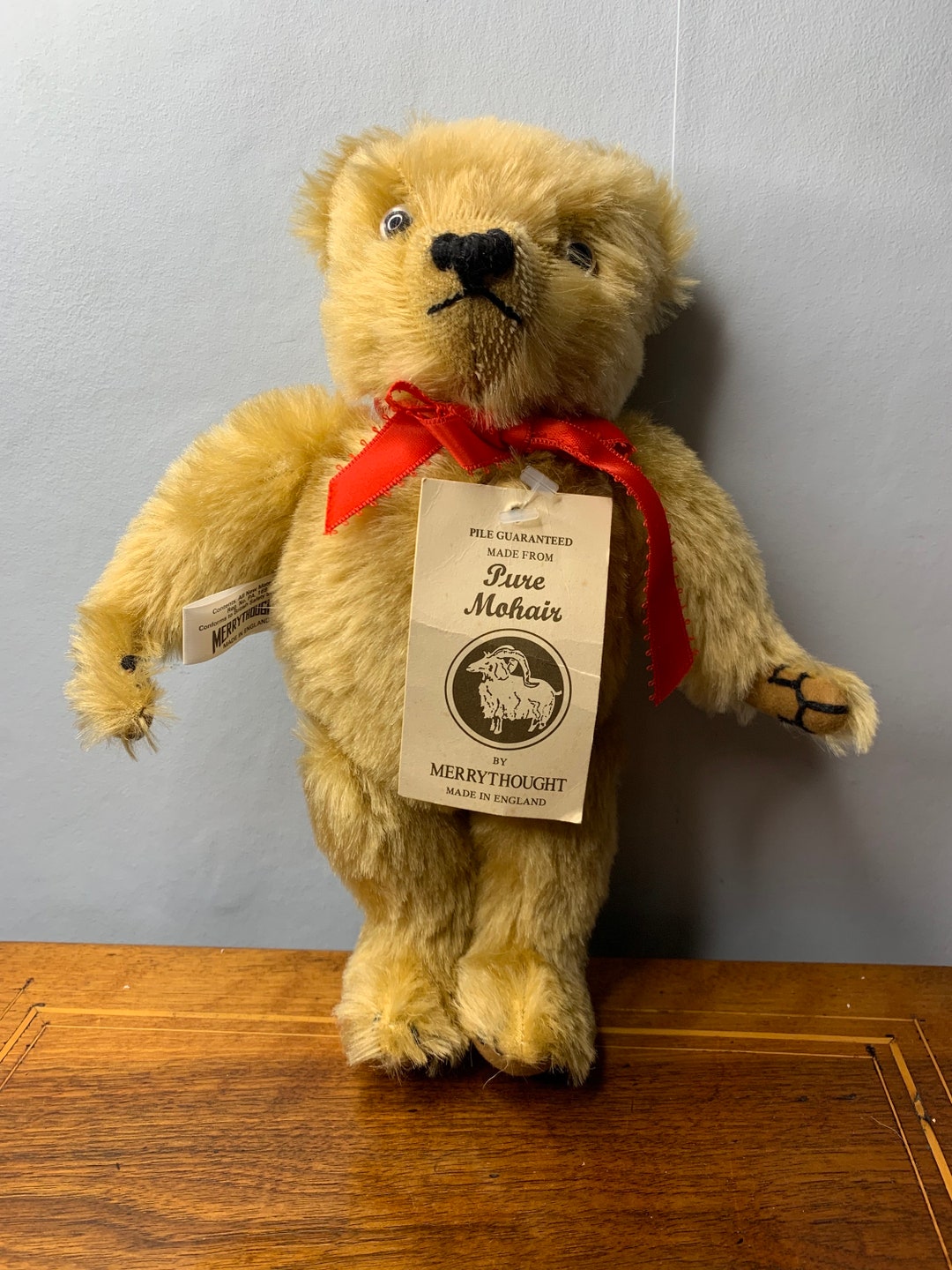 Merrythought Limited Edition Mowhair Classic Bear With Red Bow 28cm as ...