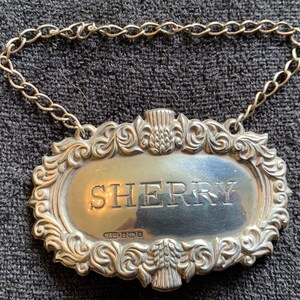Vintage Sterling Silver Sherry Decanter Label by W1 Broadway and ...