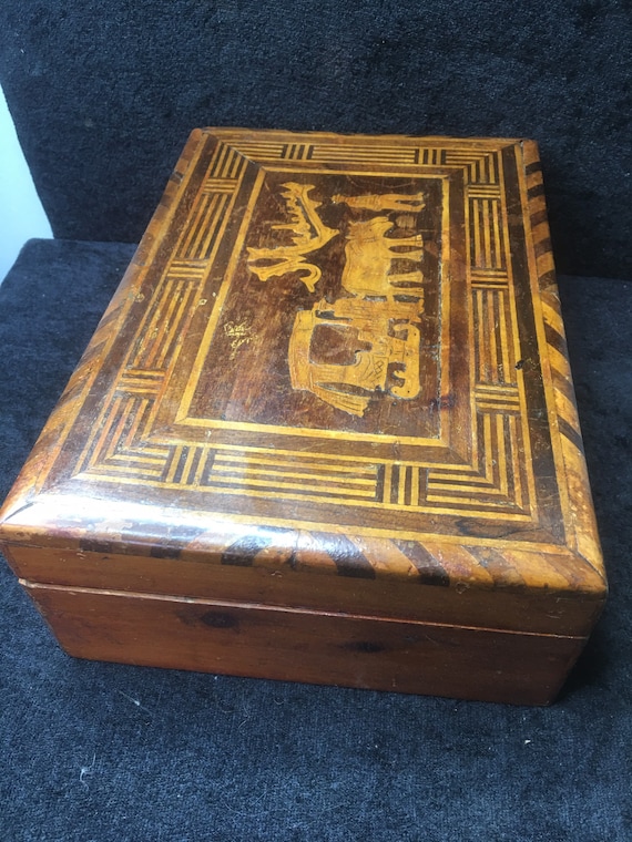 Antique Rare Genuine Madeira inlaid wooden box - Gem